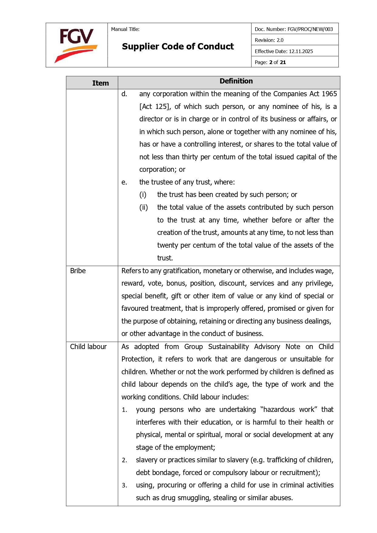 Supplier Code of Conduct (SCOC)