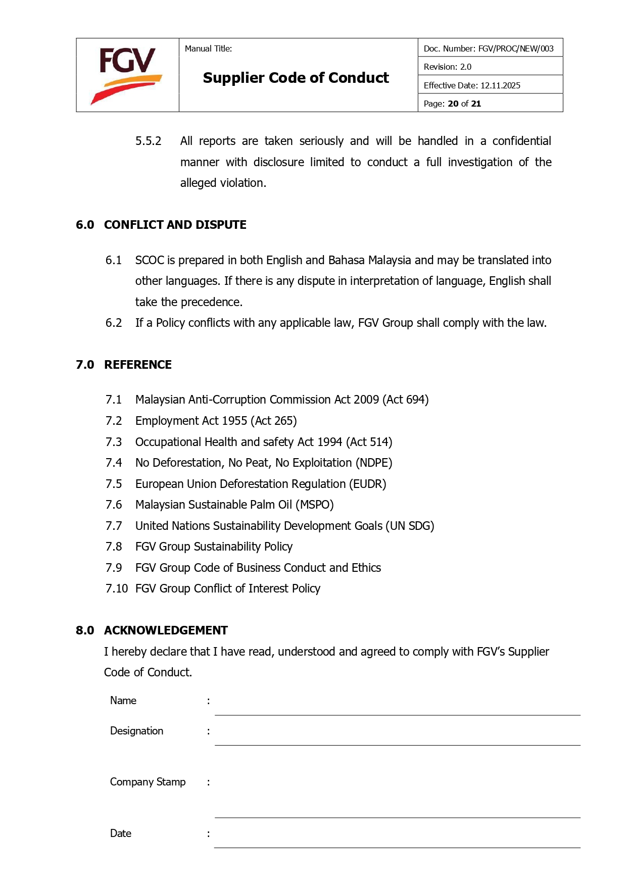 Supplier Code of Conduct (SCOC)