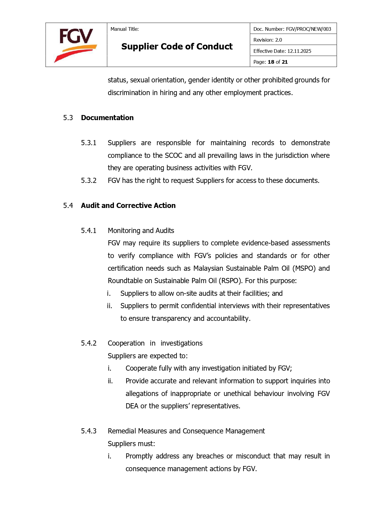 Supplier Code of Conduct (SCOC)